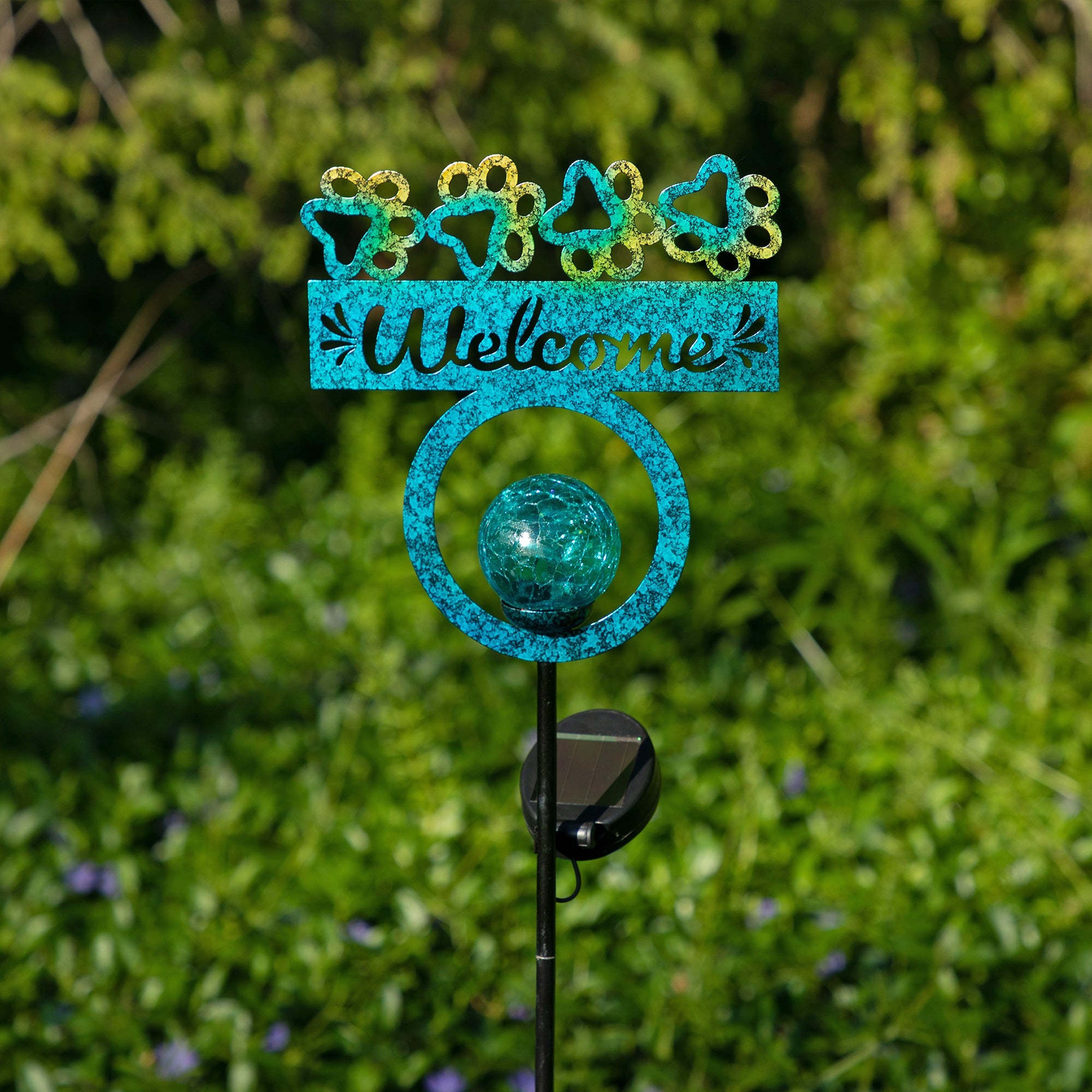 Paw Print Welcome Solar Stake – B World Mart